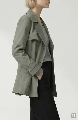 NOIZE Amina Tie Waist Water Repellent Coat - Sage