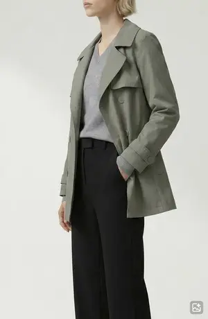 NOIZE Amina Tie Waist Water Repellent Coat - Sage