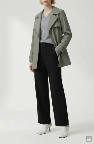 NOIZE Amina Tie Waist Water Repellent Coat - Sage