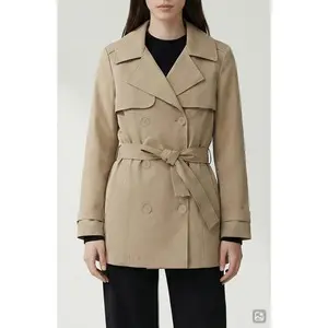 NOIZE Amina Tie Waist Water Repellent Coat Sand
