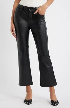 OPEN EDIT Faux Leather Kick Flare Pants