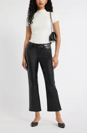 OPEN EDIT Faux Leather Kick Flare Pants