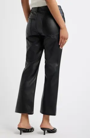 OPEN EDIT Faux Leather Kick Flare Pants