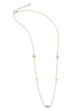 Argento Vivo Pavé Flower Station Necklace - Gold