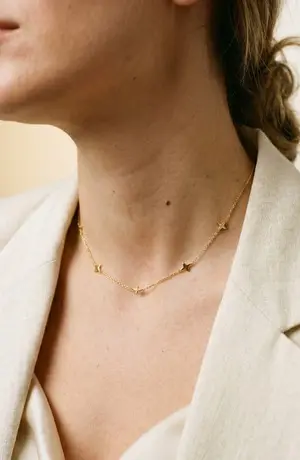 Argento Vivo Pavé Flower Station Necklace