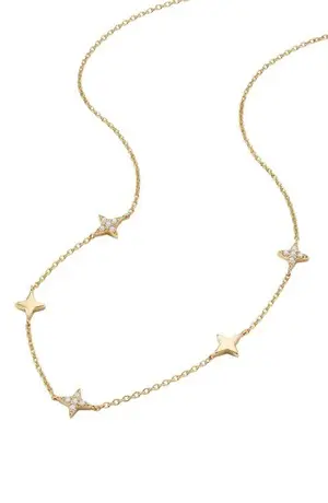 Argento Vivo Pavé Flower Station Necklace