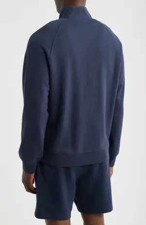 Zella Cotton French Terry Quarter Zip Sweatshirt - Navy Eclipse