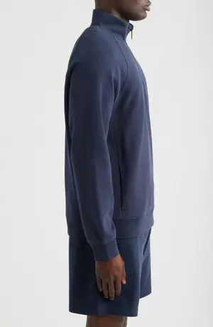 Zella Cotton French Terry Quarter Zip Sweatshirt - Navy Eclipse
