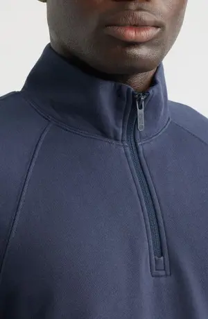 Zella Cotton French Terry Quarter Zip Sweatshirt - Navy Eclipse