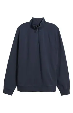 Zella Cotton French Terry Quarter Zip Sweatshirt - Navy Eclipse