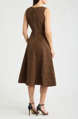 EN SAISON Eloise Belted Faux Suede Midi Dress