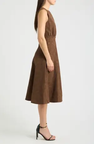 EN SAISON Eloise Belted Faux Suede Midi Dress
