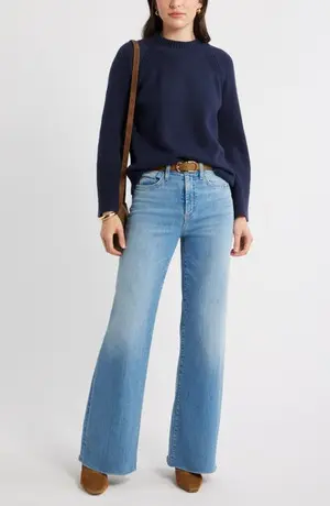 Caslon Bell Sleeve Mock Neck Sweater - Navy Still