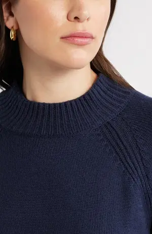 Caslon Bell Sleeve Mock Neck Sweater - Navy Still