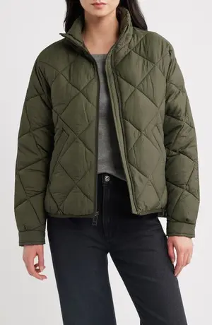 Bcbgmaxazria Crop Diamond Quilted Jacket - Army
