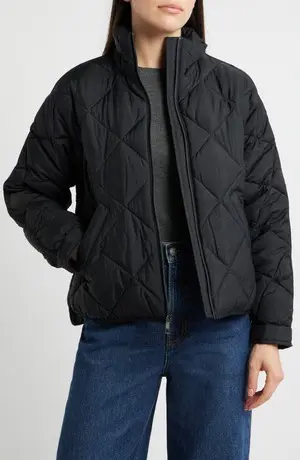 Bcbgmaxazria Crop Diamond Quilted Jacket - Black