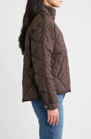 Bcbgmaxazria Crop Diamond Quilted Jacket - Chocolate