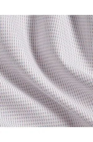 David Donahue Trim Fit Microcheck Cotton Dobby Dress Shirt - White/orange