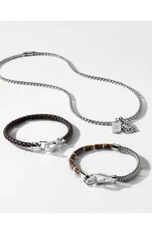 John Hardy Hook Clasp Bracelet, Leather