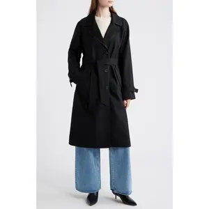Via Spiga Stretch Gabardine Trench Coat - Black
