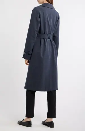 Via Spiga Stretch Gabardine Trench Coat - Navy