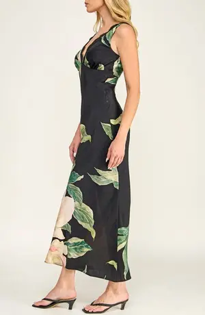 SOCIALITE Bias Cut Floral Satin Maxi Dress