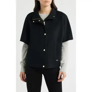Michael Kors Double Face Wool Cape - Black