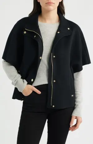 Michael Kors Double Face Wool Cape - Black