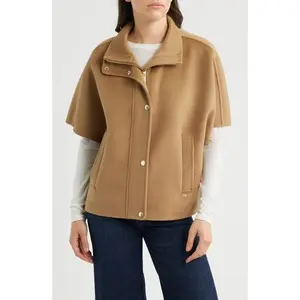 Michael Kors Double Face Wool Cape Dark Camel