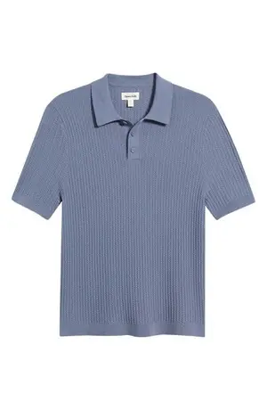 OPEN EDIT Textured Short Sleeve Polo Sweater