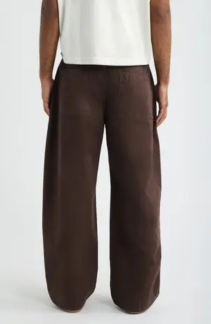 Bp. Barrel Leg Cotton Twill Pants - Brown Coffee