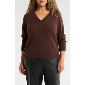 Nordstrom V-neck Cashmere Sweater - Brown Mole
