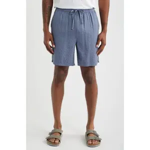 OPEN EDIT Stripe Seersucker Drawstring Shorts - Grey Folkstone