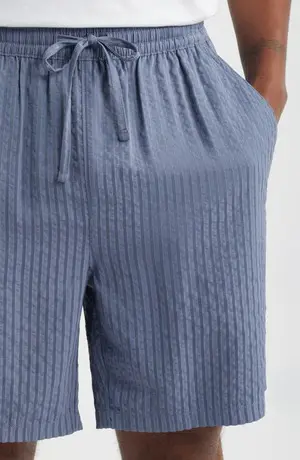 OPEN EDIT Stripe Seersucker Drawstring Shorts