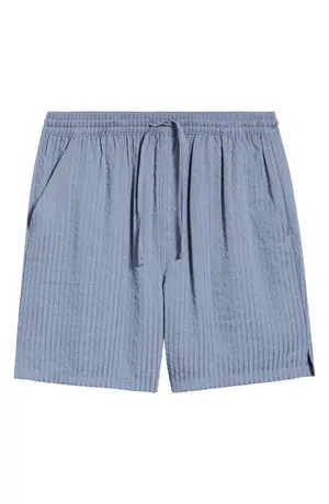 OPEN EDIT Stripe Seersucker Drawstring Shorts