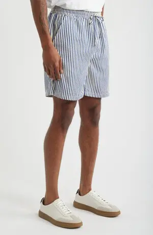 OPEN EDIT Stripe Seersucker Drawstring Shorts