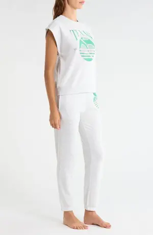 PJ Salvage Sleeveless Sweatshirt And Jogger Fleece Pajama Set - H Cloud