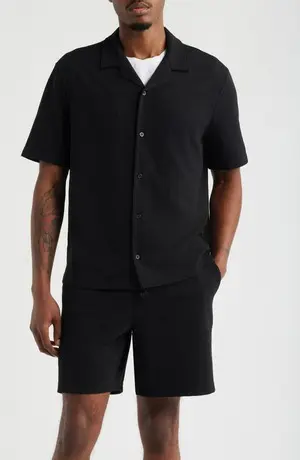 OPEN EDIT Knit Camp Shirt - Black