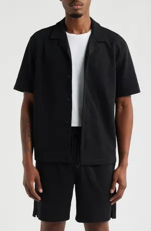 OPEN EDIT Knit Camp Shirt - Black