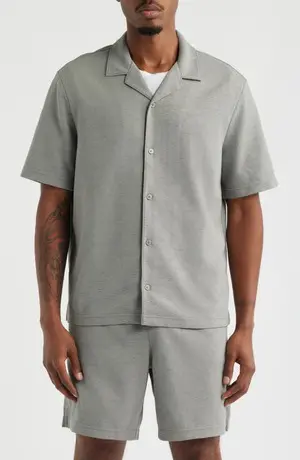 OPEN EDIT Knit Camp Shirt - Grey Fossil
