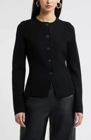 Nordstrom Merino Wool Sweater Jacket - Black