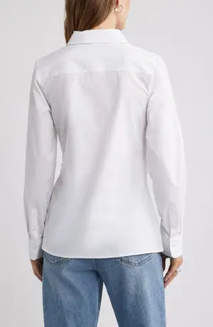 Nordstrom Long Sleeve Wrap Button-up Shirt - White