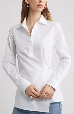 Nordstrom Long Sleeve Wrap Button-up Shirt - White