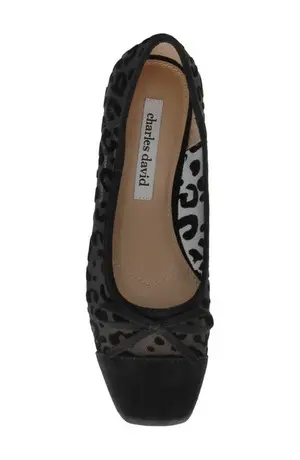 CHARLES DAVID Simply Cap Toe Ballet Flat - Black Leopard