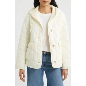 Bernardo Diamond Quilted Hooded Liner Jacket - Vanilla Ice