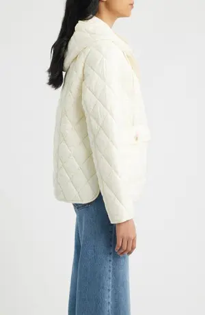 Bernardo Diamond Quilted Hooded Liner Jacket - Vanilla Ice