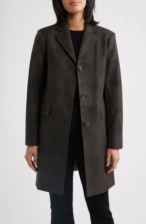 Sam Edelman Faux Leather Coat - Dark Brown