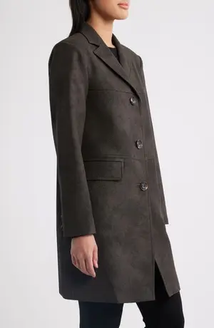 Sam Edelman Faux Leather Coat - Dark Brown
