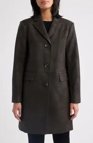 Sam Edelman Faux Leather Coat - Dark Brown