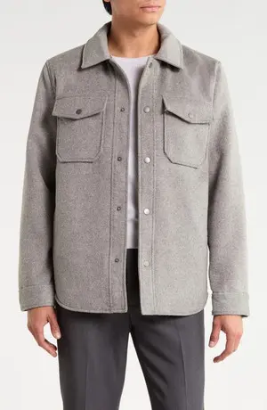 Nordstrom Wool Blend Shirt Jacket - Grey Heather